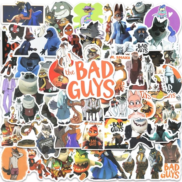 Party Supplies | The Bad Guys Stickers 5 Pcs Cartoon Movie Stickers ...